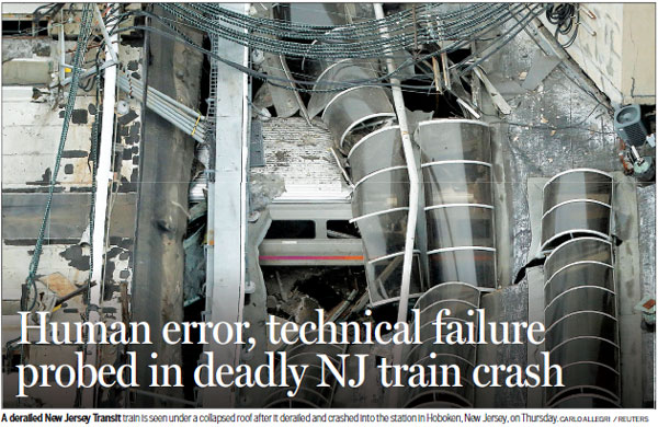 Human error, technical failure probed in deadly NJ train crash[1 ...